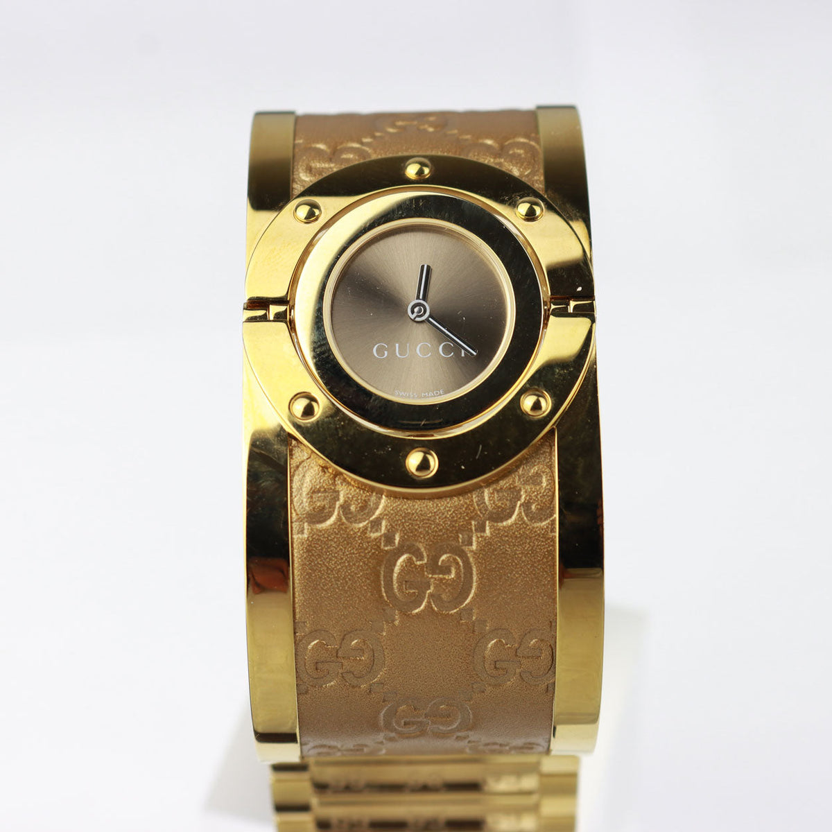 Twirl Brown Dial Gold-tone Steel with Leather Bracelet woman Watch ...