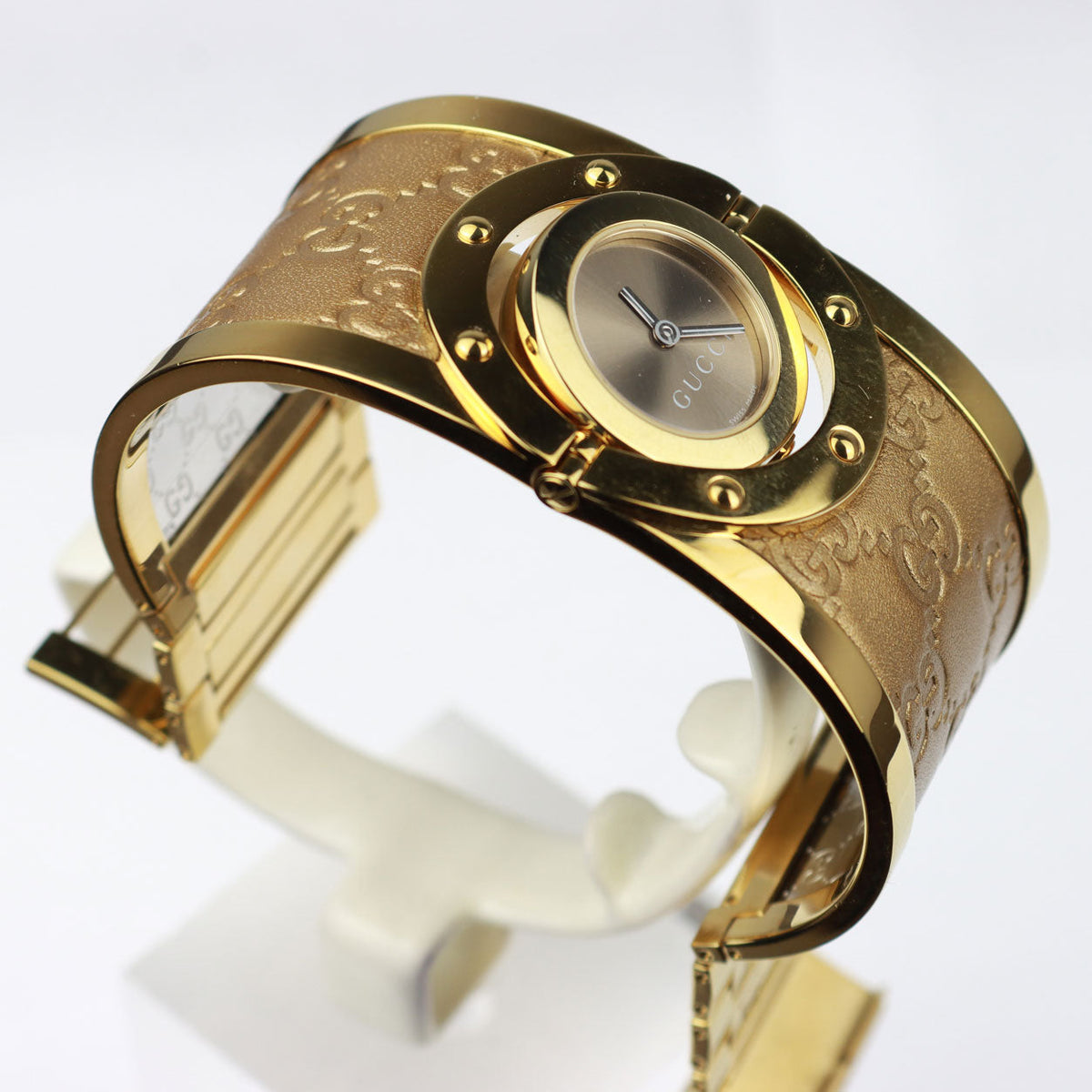 Twirl Brown Dial Gold-tone Steel with Leather Bracelet woman Watch ...